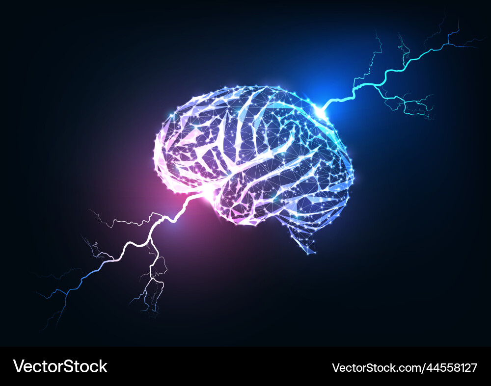 Human brain impulse concept futuristic glowing Vector Image