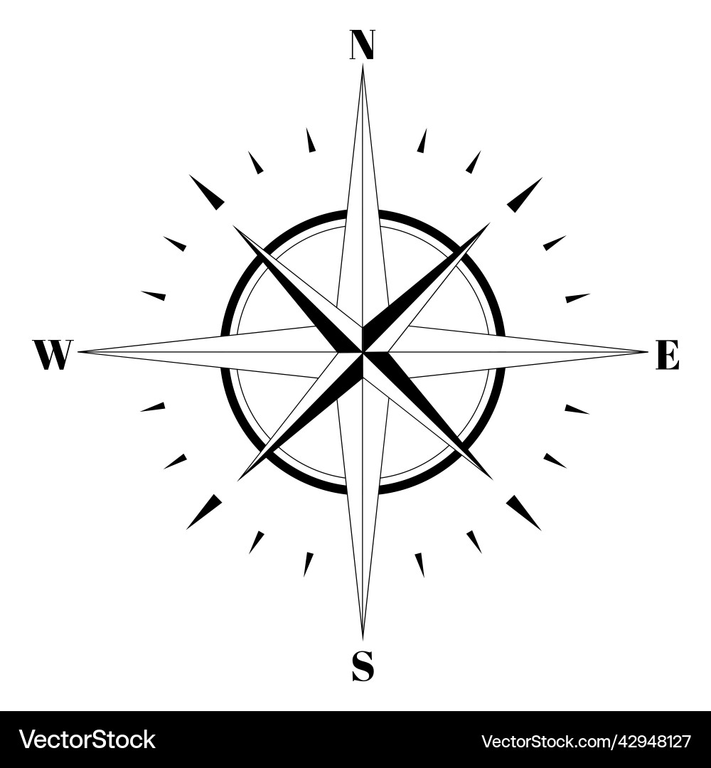 Rose of the winds compass high quality Royalty Free Vector