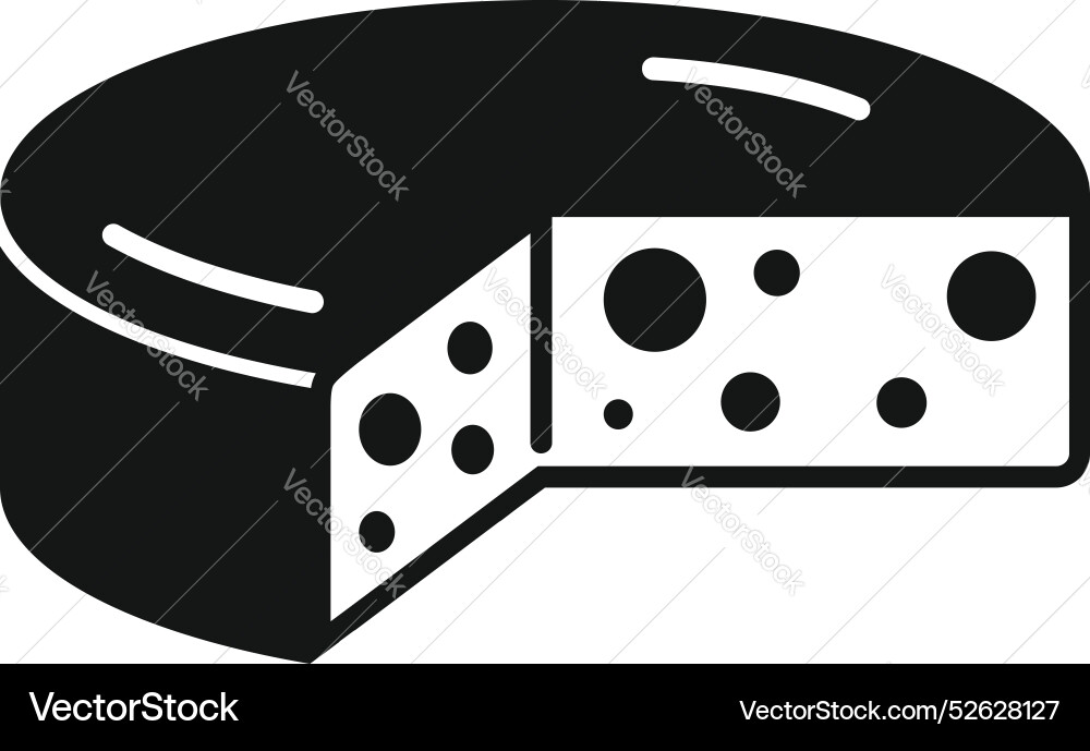 Round cheese wheel partially cut showing texture Vector Image