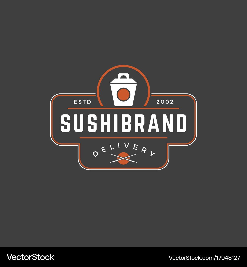 Sushi shop logo template object and icons Vector Image