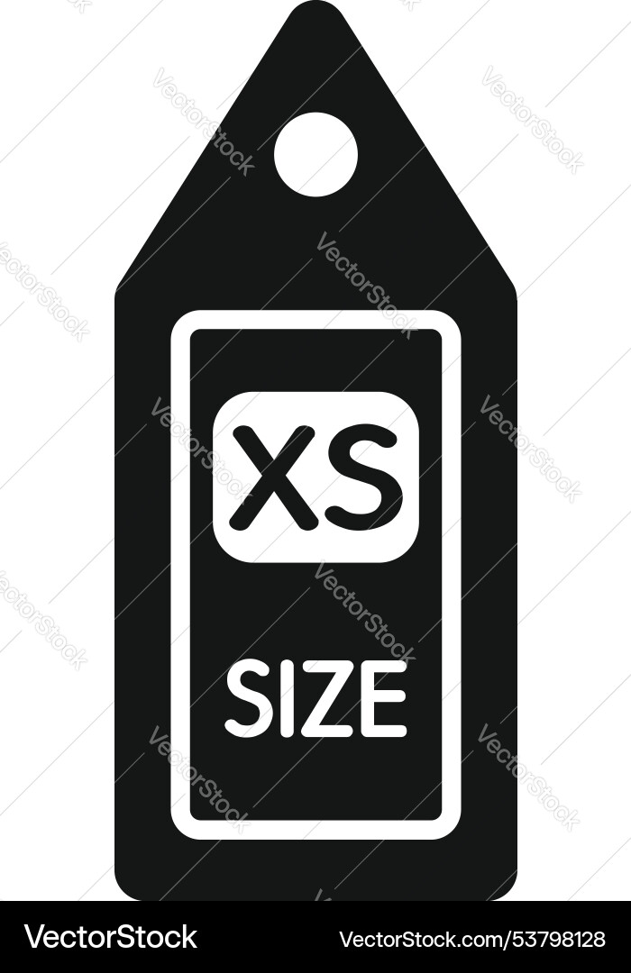 Black clothing tag icon showing extra small size Vector Image