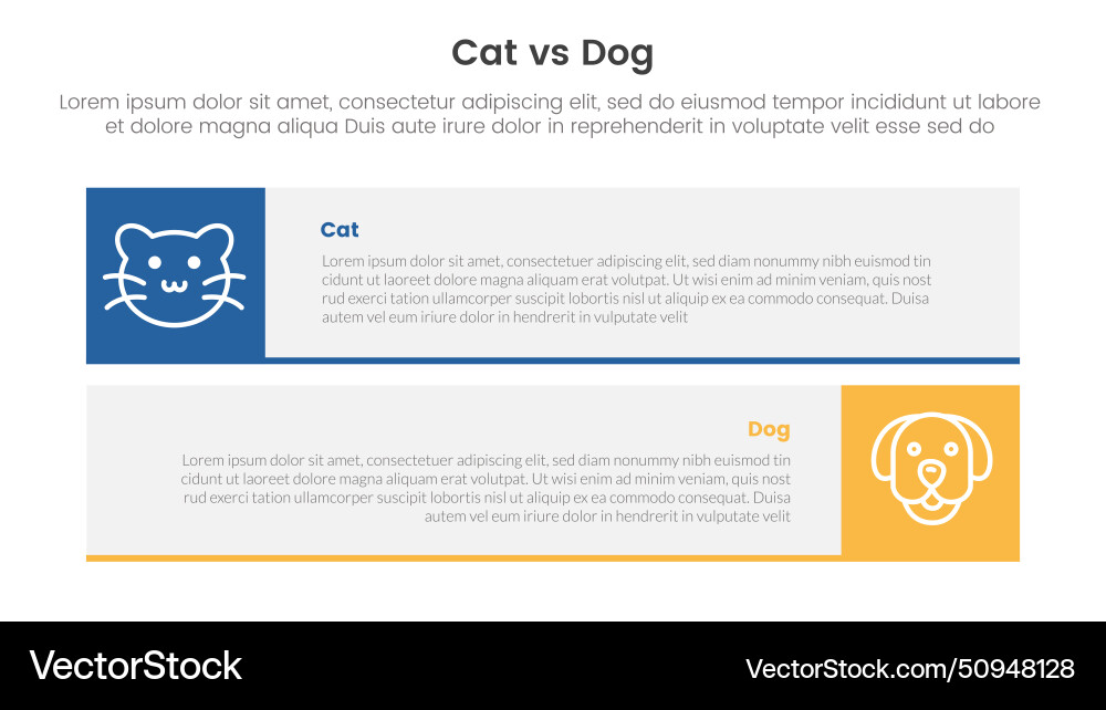 Cat vs dog comparison concept for infographic Vector Image