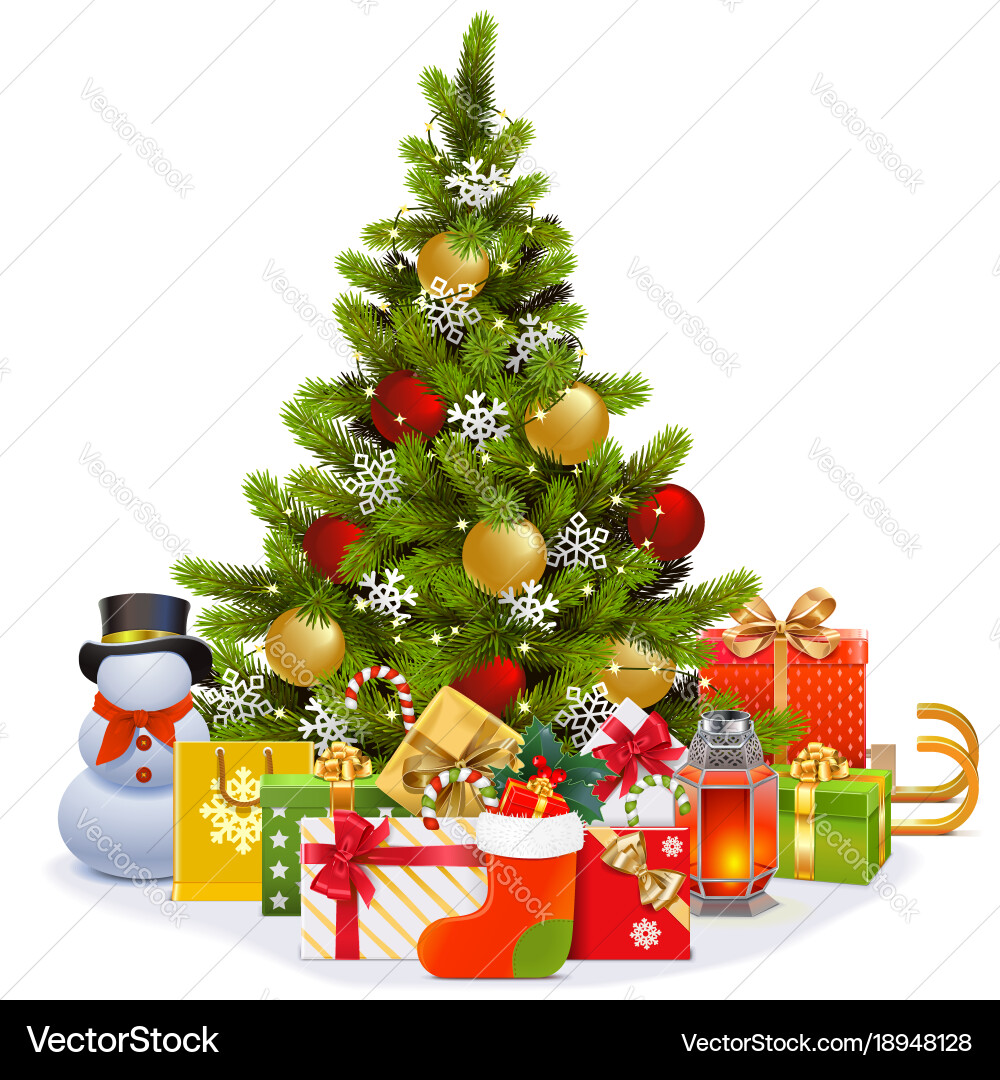 Christmas Garland Tree – Royalty-Free Vector | VectorStock