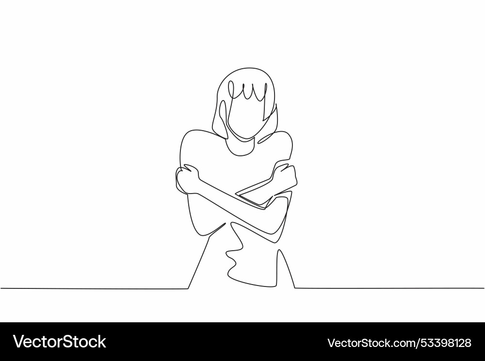 Continuous Line Girl Hugging Royalty Free Vector Image