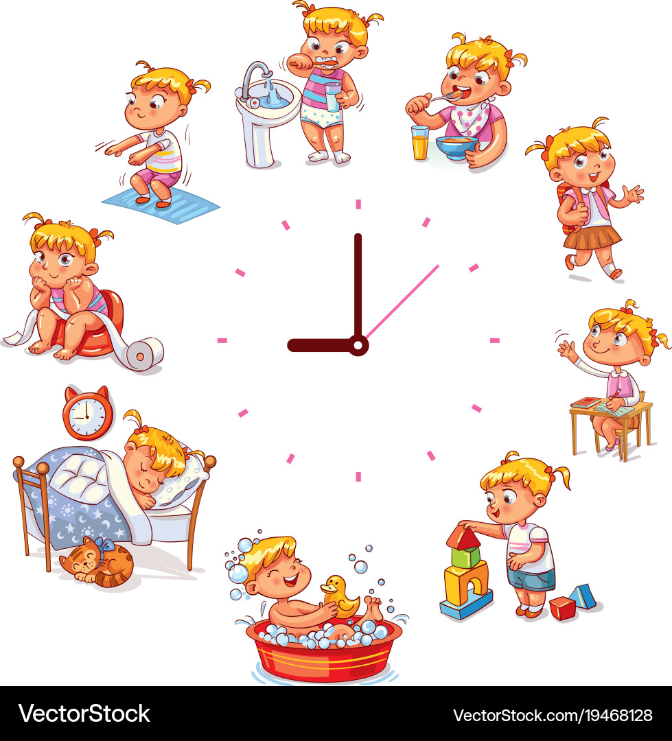 Daily routine with simple watches Royalty Free Vector Image