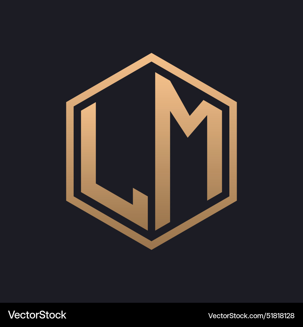 Elegant hexagon letter lm logo design initial Vector Image