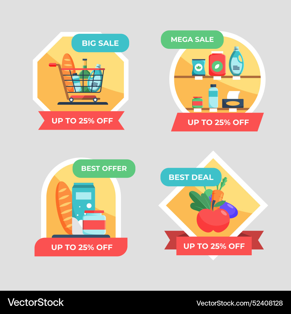 Flat supermarket labels badges Royalty Free Vector Image
