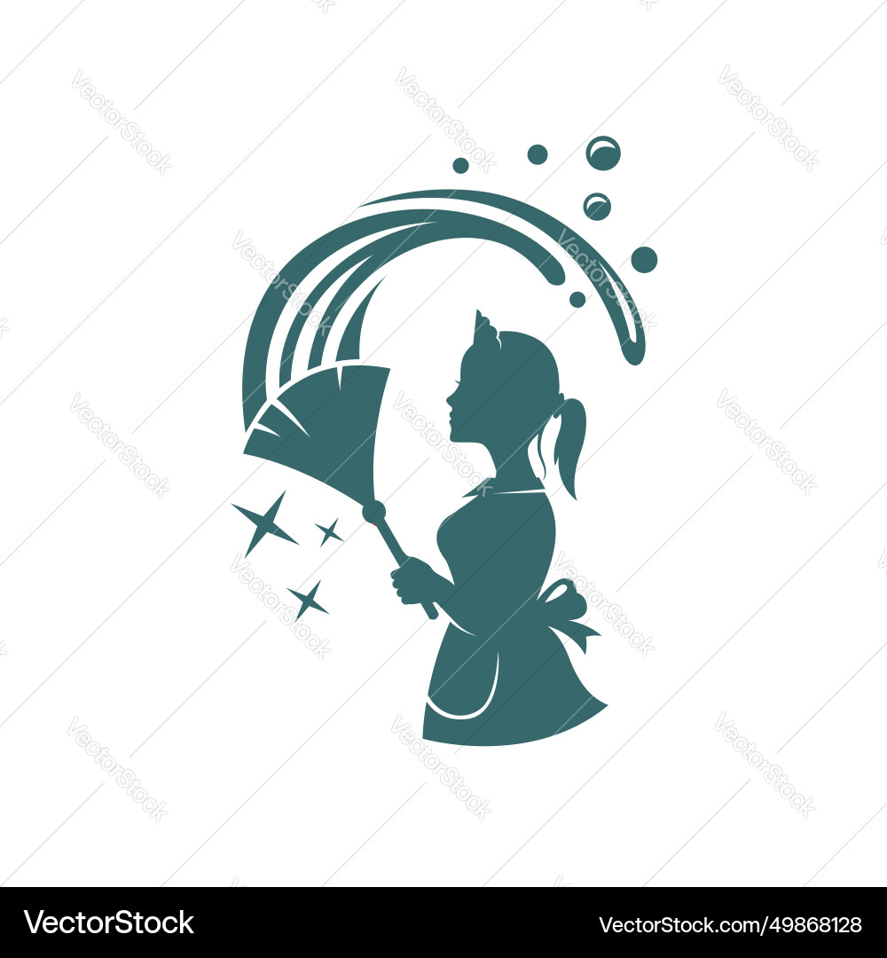 House maid lady emblem Royalty Free Vector Image