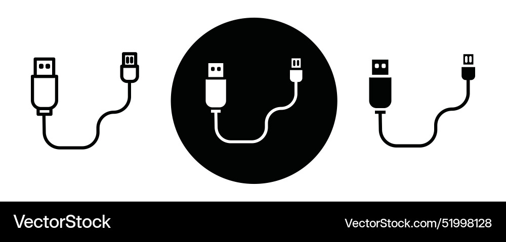 Plug usb cable outline icon collection or set Vector Image