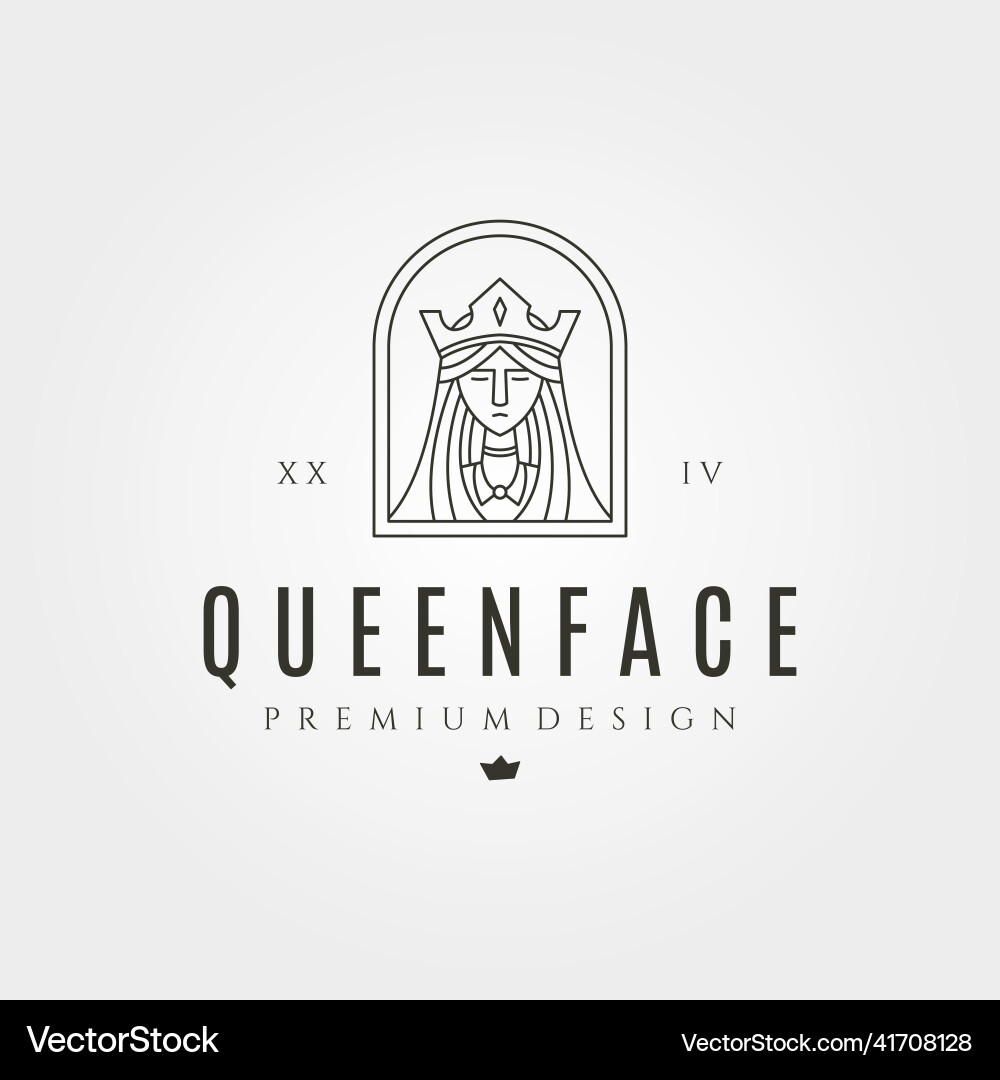 Queen face logo line art minimalism design Vector Image
