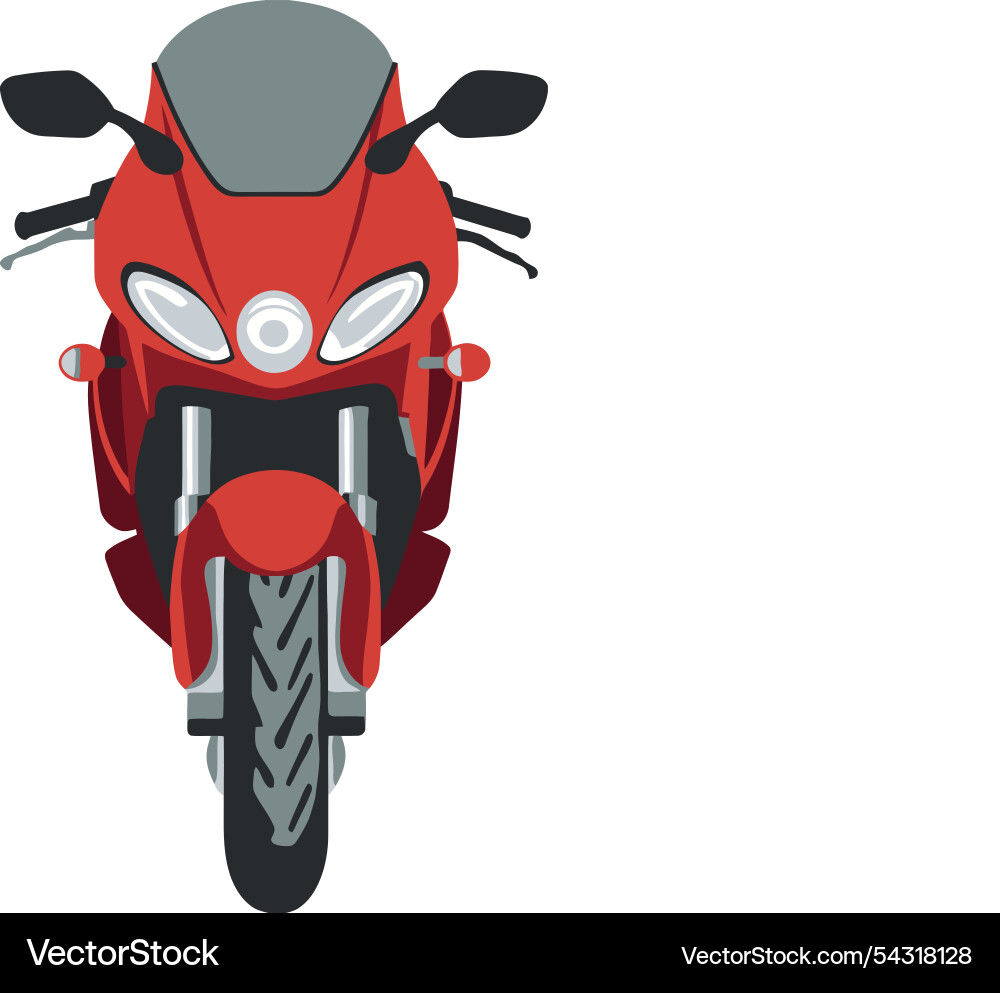 Red racing motorcycle front view on white Vector Image