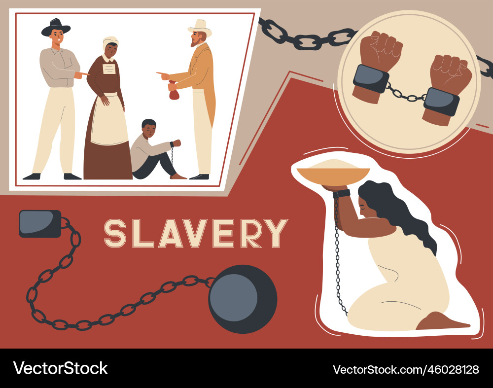Slavery history collage Royalty Free Vector Image