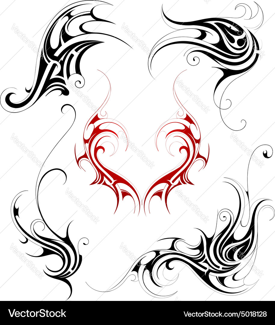 Tribal Swirl Tattoo Set Royalty Free Vector Image