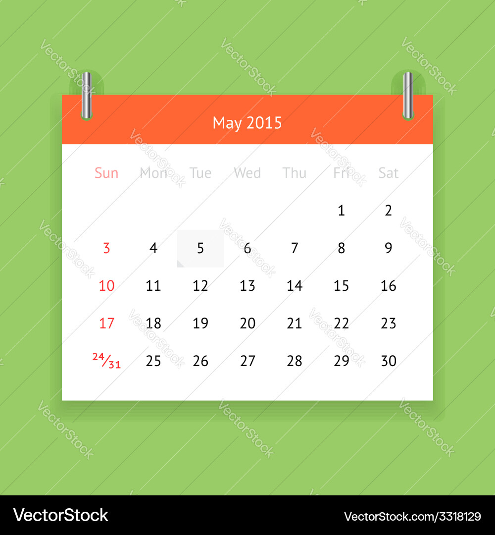 Calendar page for may 2015 Royalty Free Vector Image