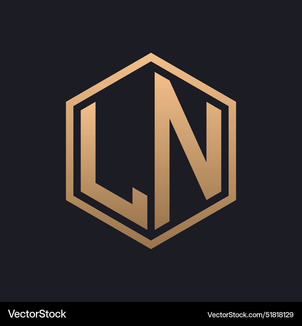 Elegant hexagon letter ln logo design initial Vector Image