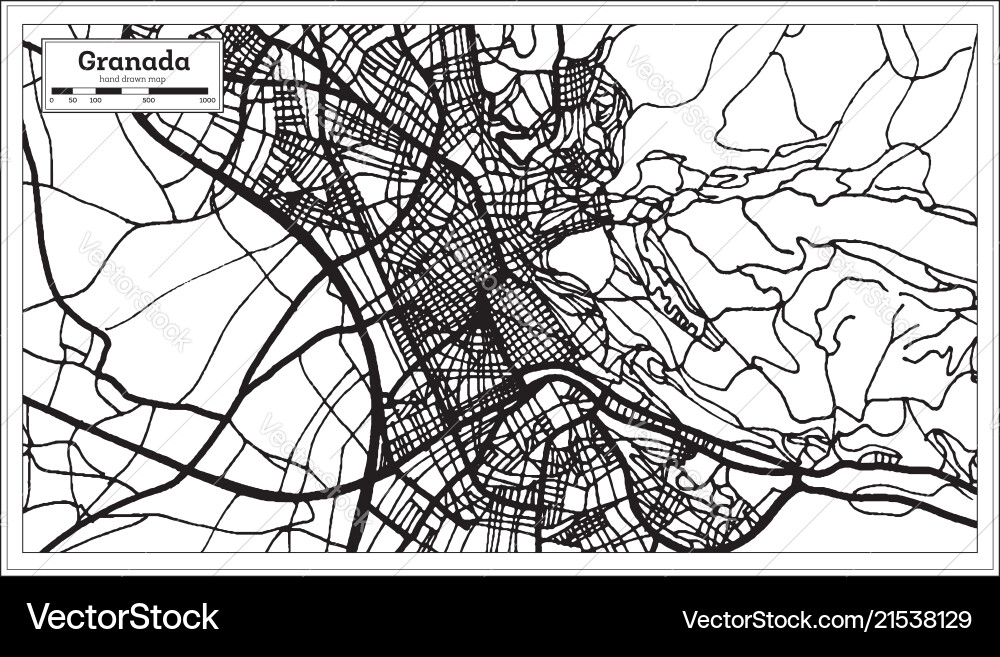 Granada spain city map in retro style outline Vector Image