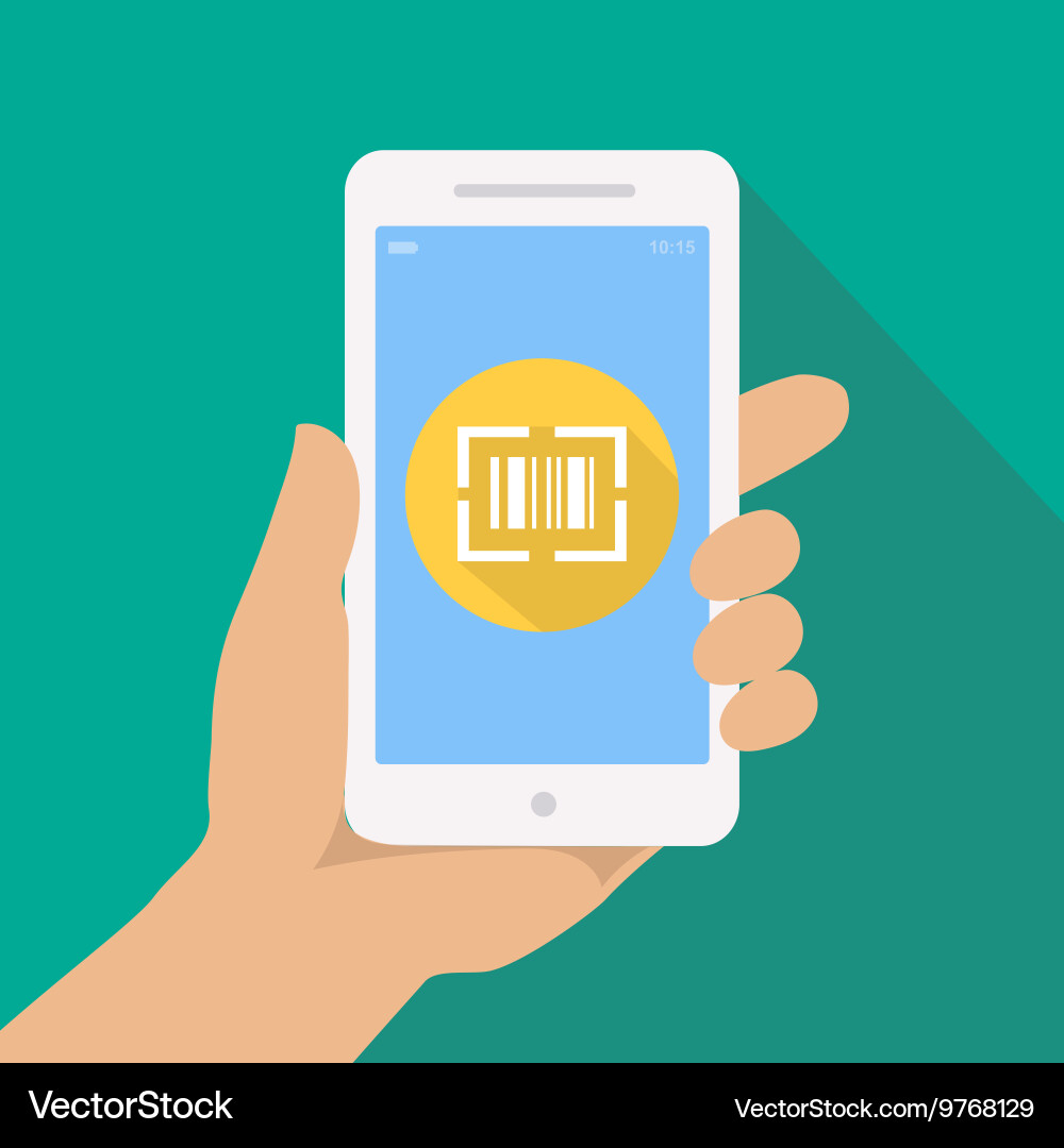 Hand with phone scan qr code Royalty Free Vector Image