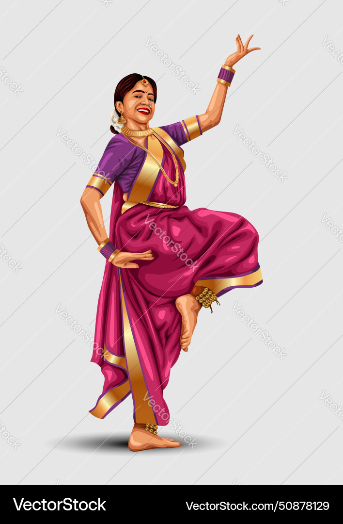 Maharashtrian woman doing lavani dancing from Vector Image