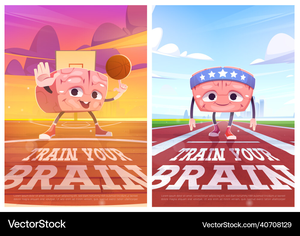 Train your brain cartoon posters with marrows Vector Image