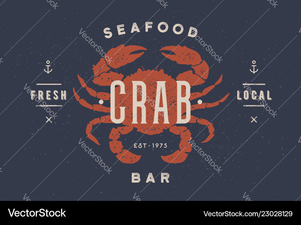Vintage Crab Seafood Label Royalty Free Vector Image