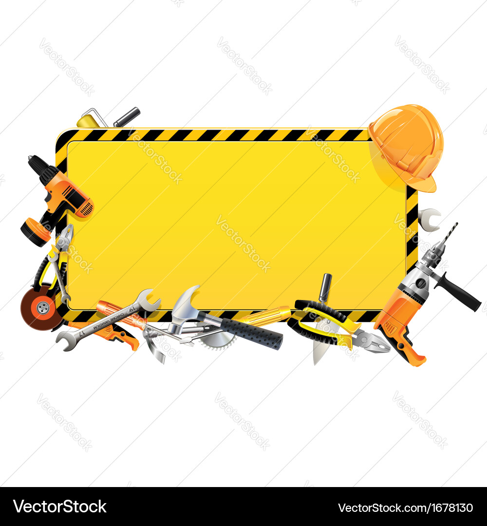 Construction frame with tools Royalty Free Vector Image