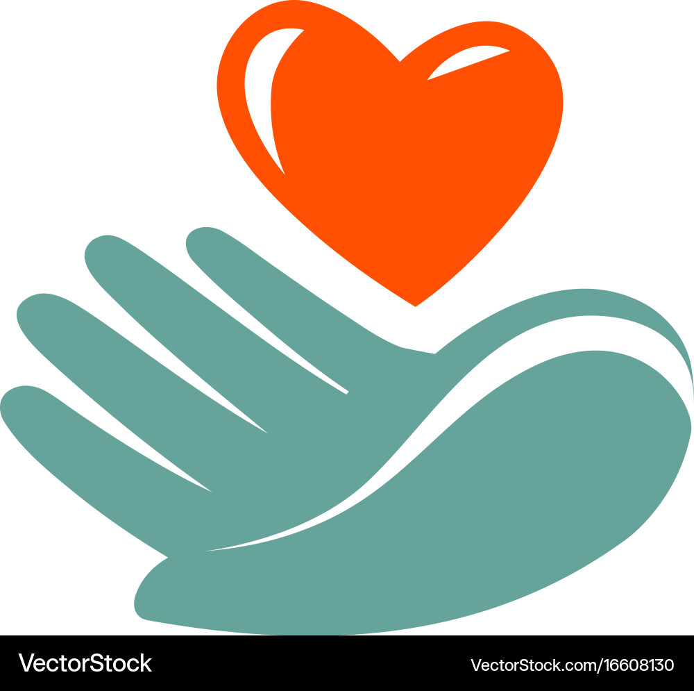 Donation charity logo or label hand holding Vector Image