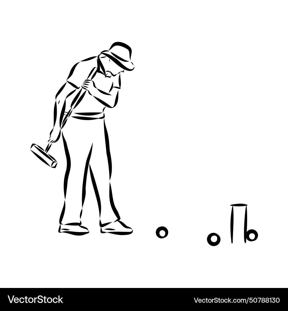 Drawing of a croquet mallet Royalty Free Vector Image