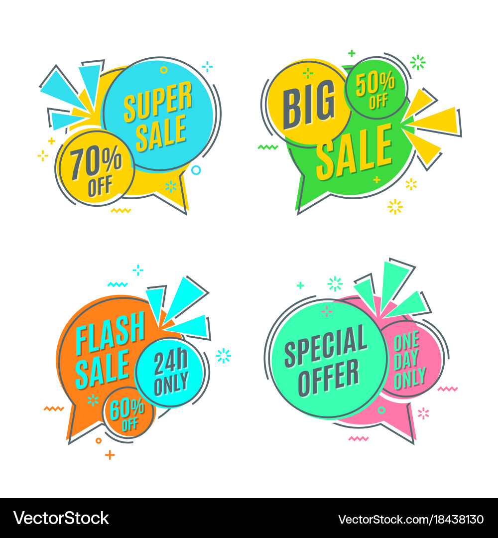 Flat linear promotion ribbon banner scroll price Vector Image