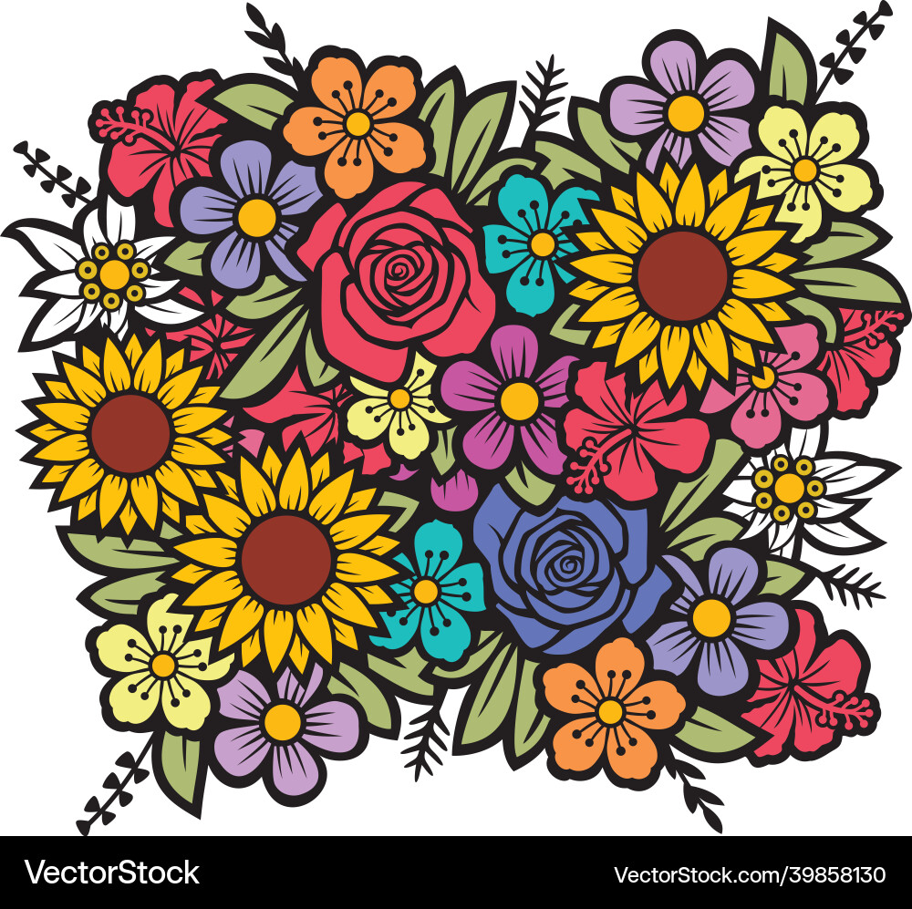 Flowers bouquet color Royalty Free Vector Image