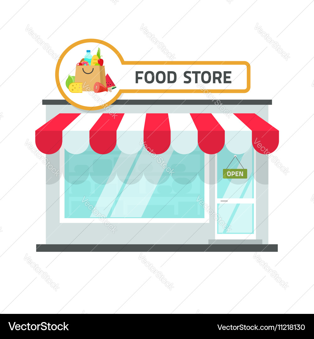 Food store building grocery Royalty Free Vector Image
