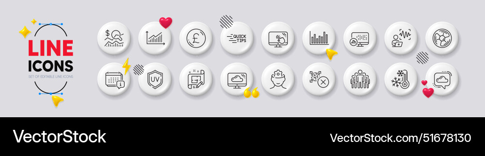 Freezing graph and air fan line icons for web Vector Image