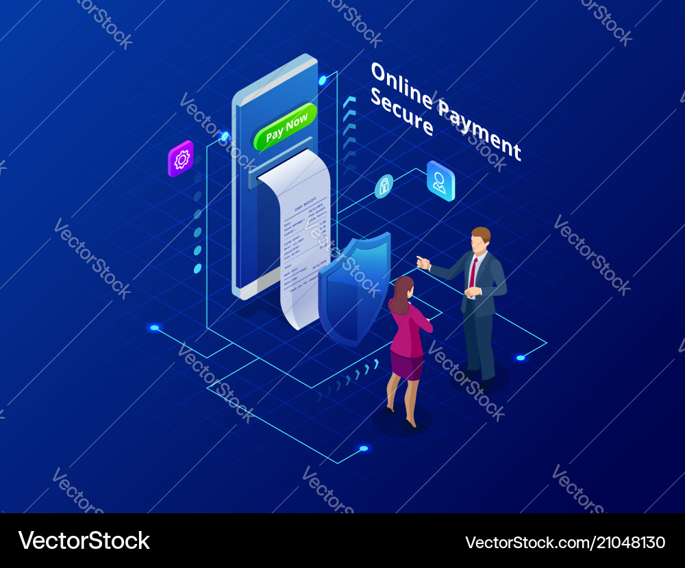 Isometric online payment concept internet Vector Image