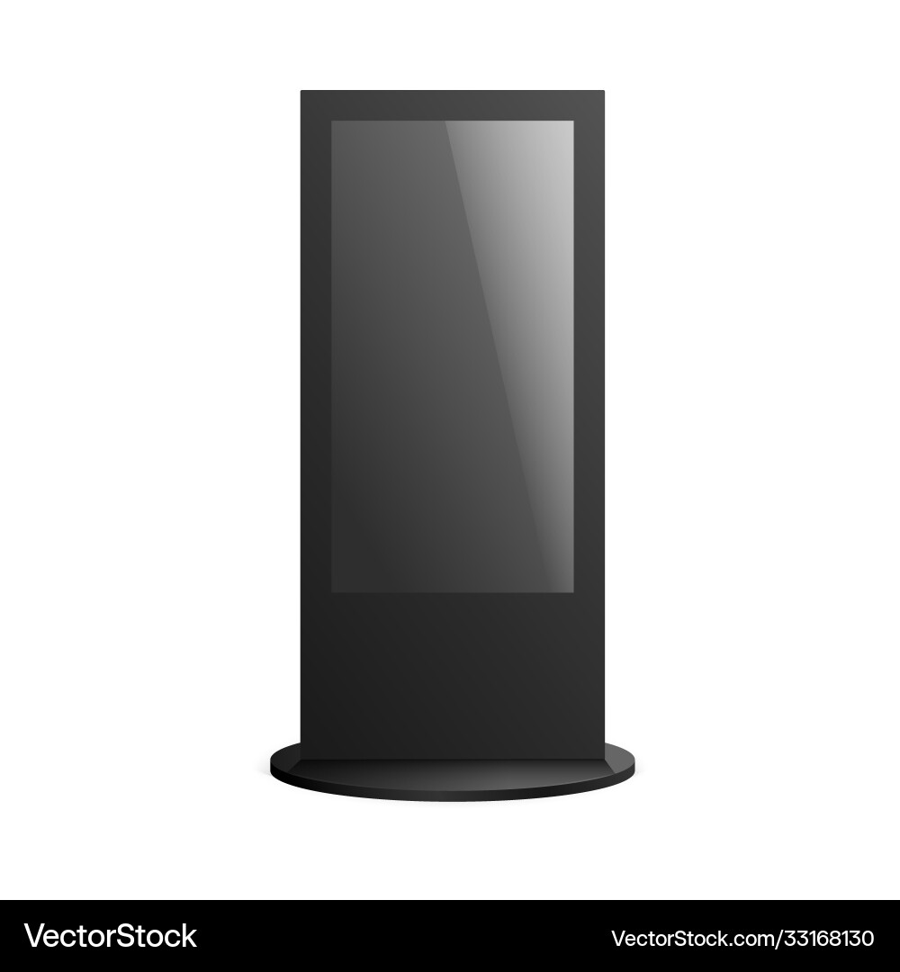 Realistic black digital kiosk screen mockup Vector Image