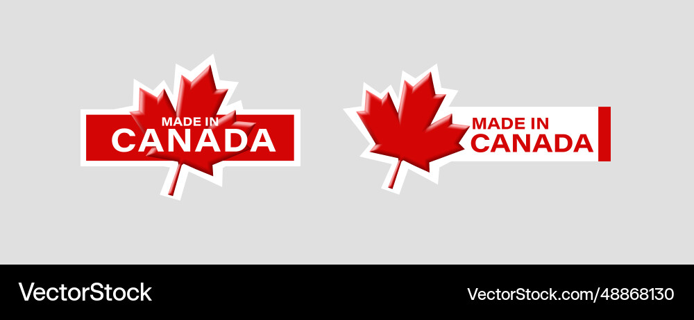 Set of made in canada labels with volume maple Vector Image