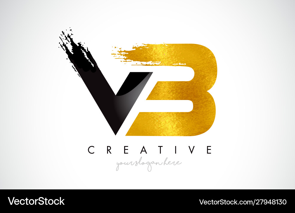 Vb letter design with brush stroke and modern 3d Vector Image