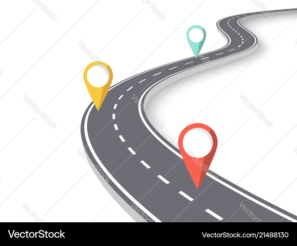 Winding Road Route Infographic Royalty Free Vector Image