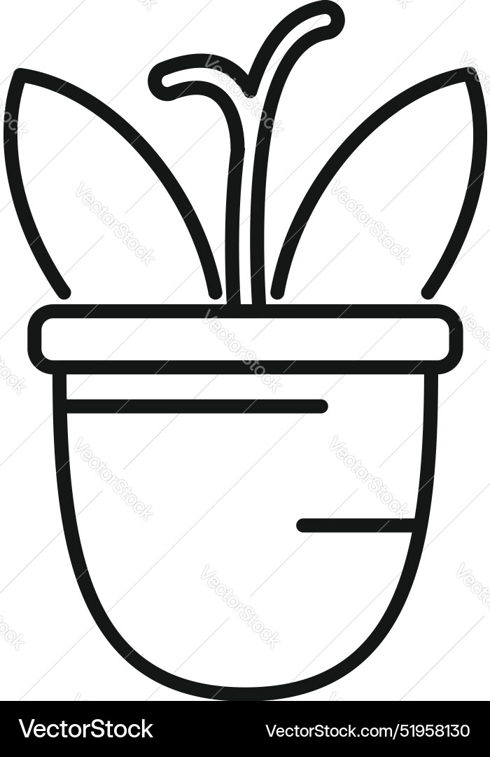 Young plant growing in a pot line icon Royalty Free Vector