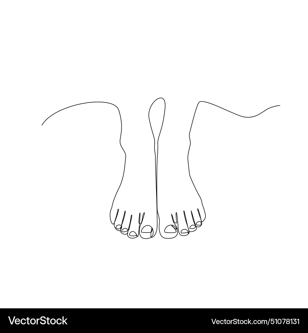 Bare foot continuous thin line minimalist feet Vector Image