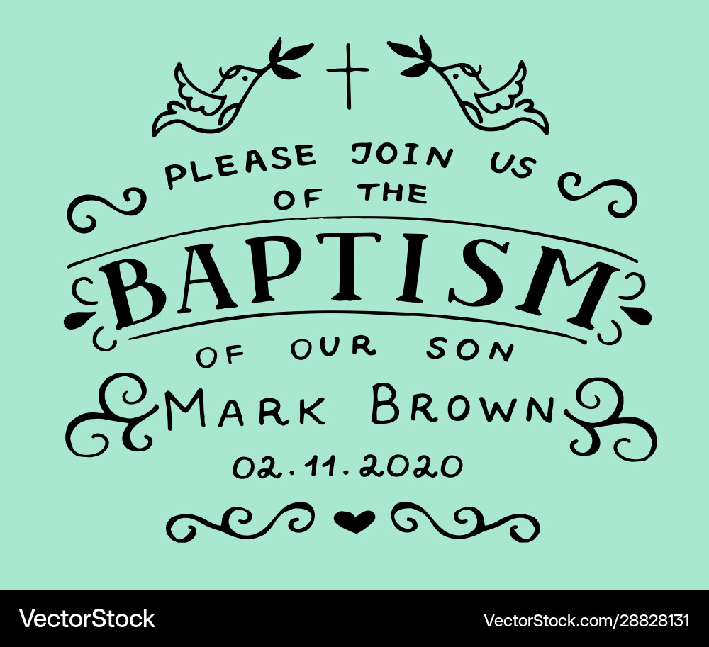 Christian hand lettering quotes baptism with cross