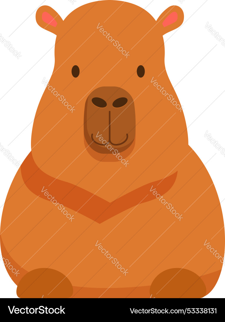 Cute cartoon capybara sitting calmly looking Vector Image