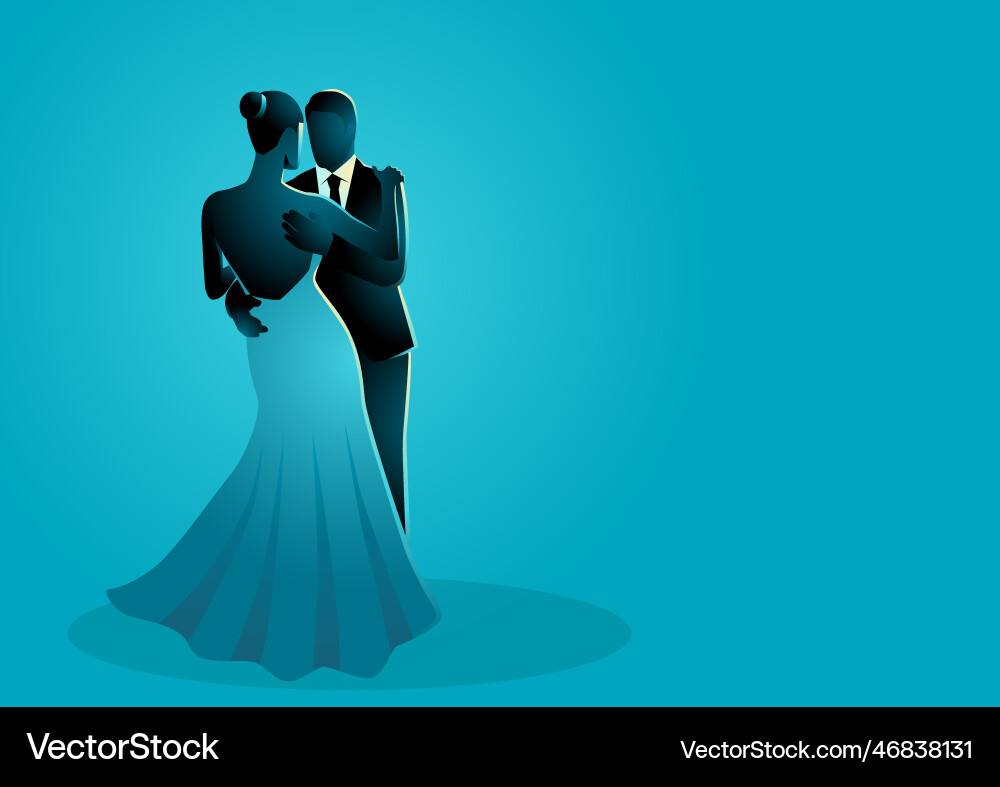 Dancing couple in blue tone colors Royalty Free Vector Image