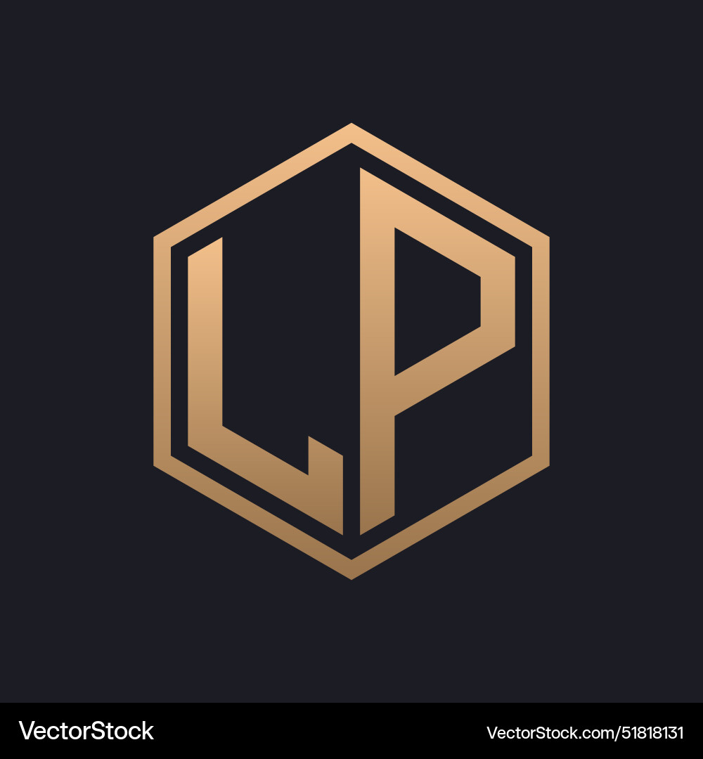 Elegant hexagon letter lp logo design initial Vector Image