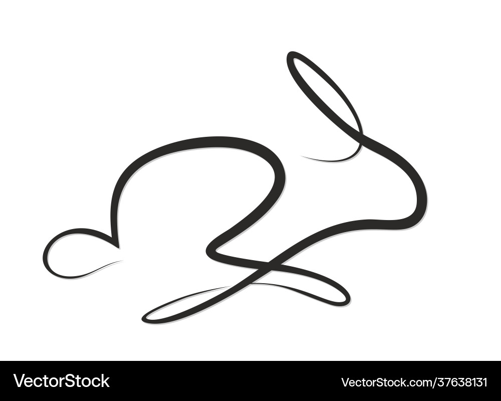 One line symbol rabbit Royalty Free Vector Image