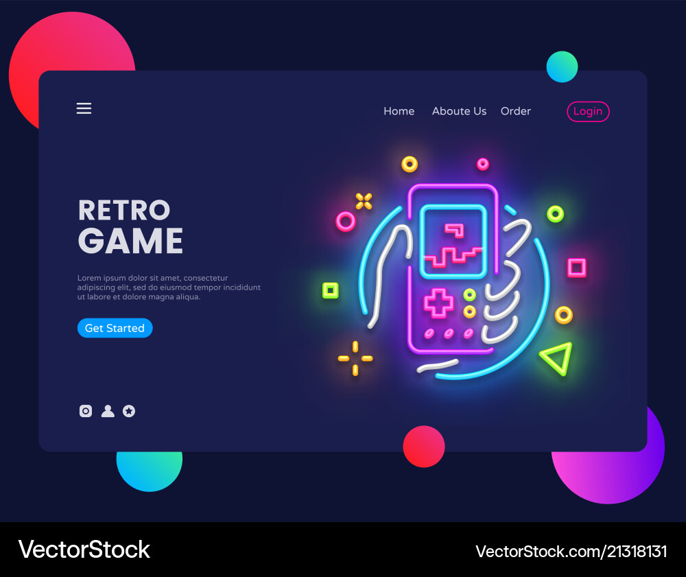 Retro Gaming Neon Concept Royalty Free Vector Image