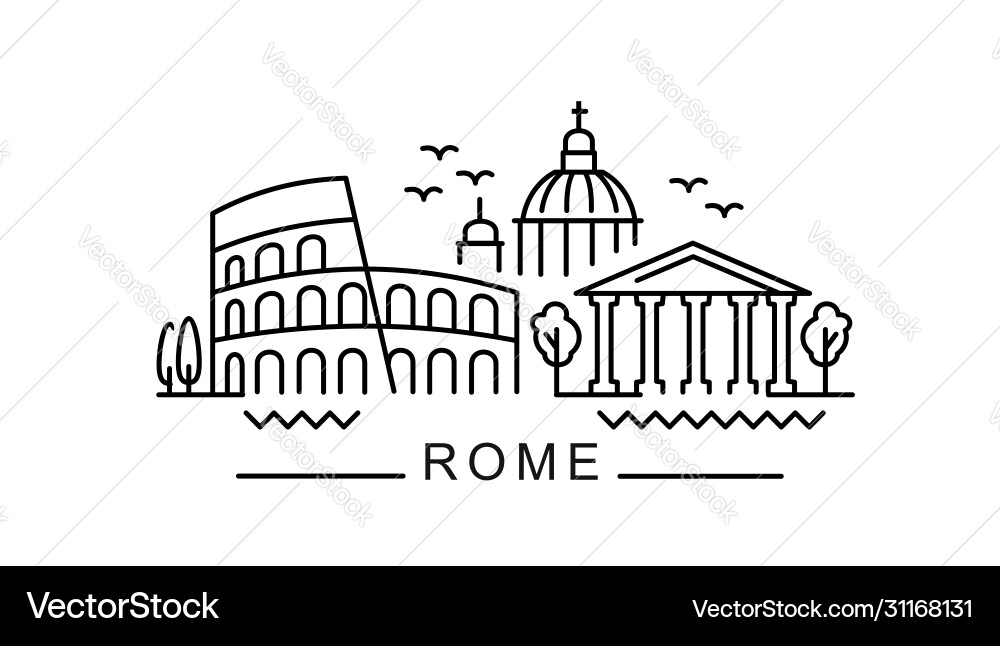 Rome Skyline Outline Royalty Free Vector Image