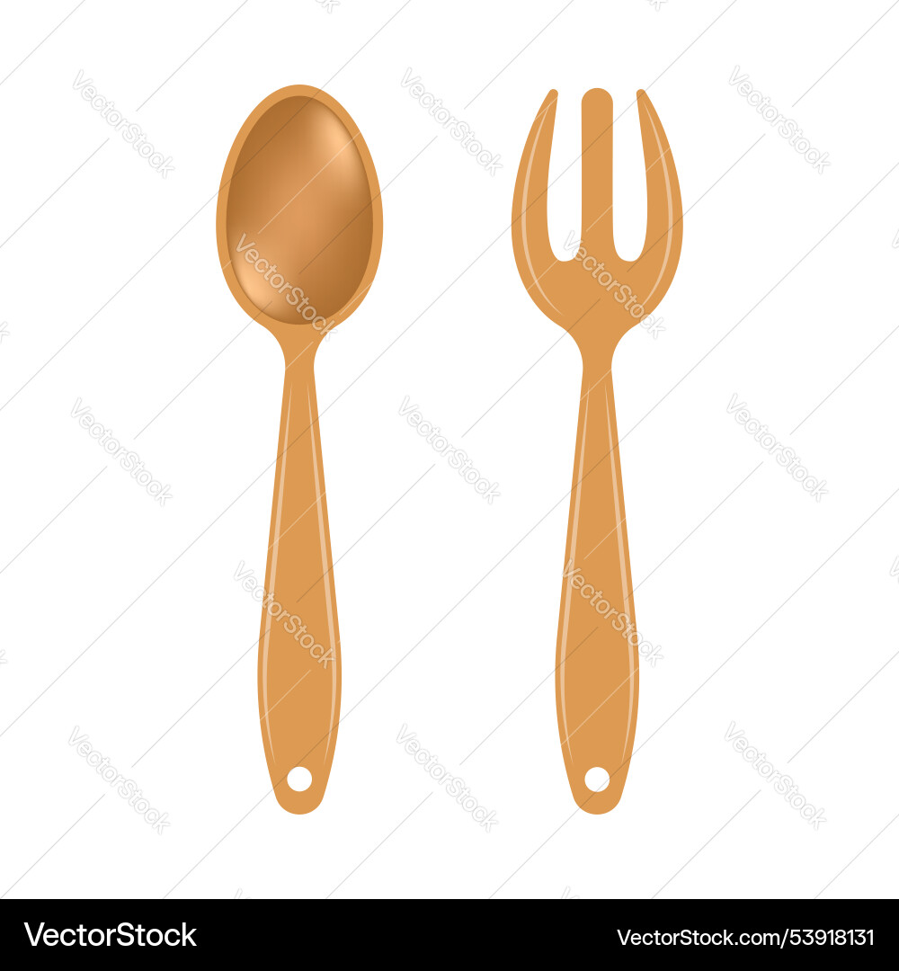 Spoon and fork icon in flat style teaspoon Vector Image