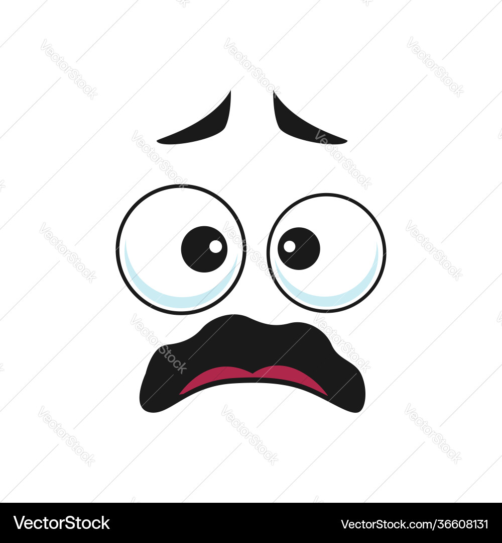 Terrified emoticon isolated emoji in horror shock Vector Image