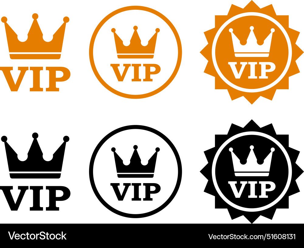 Vip flat color set logo Royalty Free Vector Image