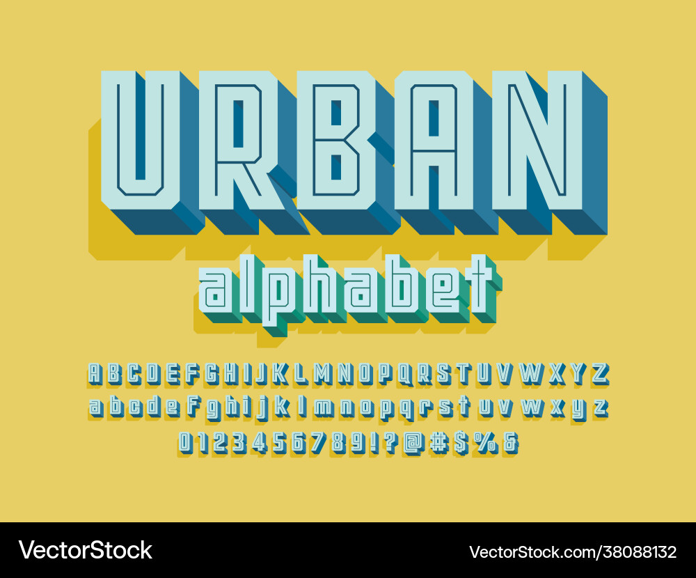 3d retro font Royalty Free Vector Image - VectorStock