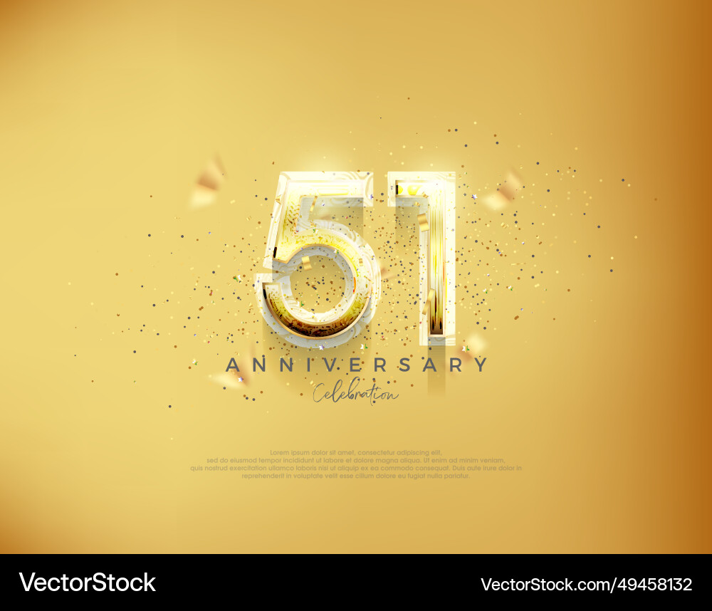 51st anniversary number luxury gold background Vector Image